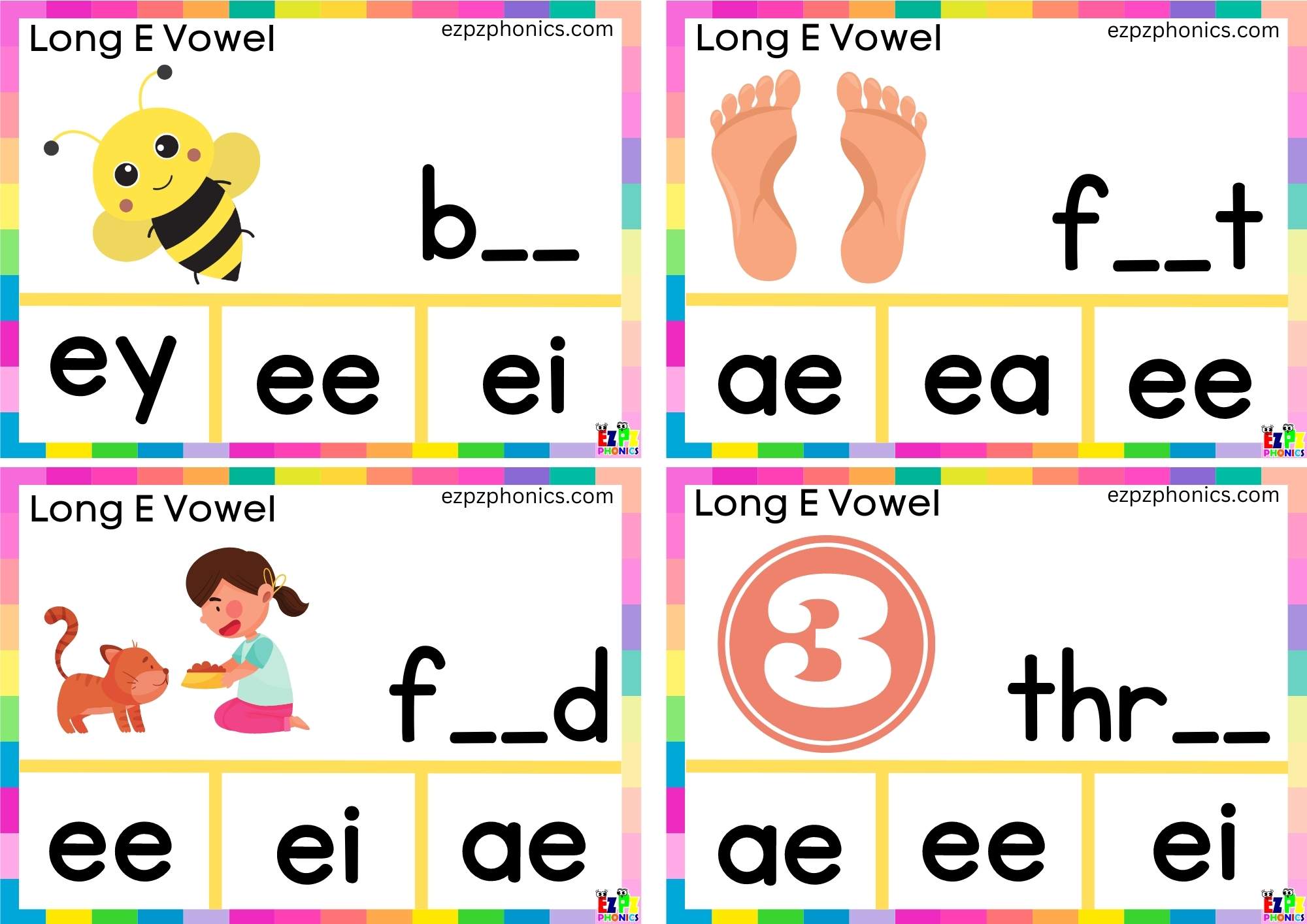 EE WORDS LONG E VOWEL - ezpzphonics.com